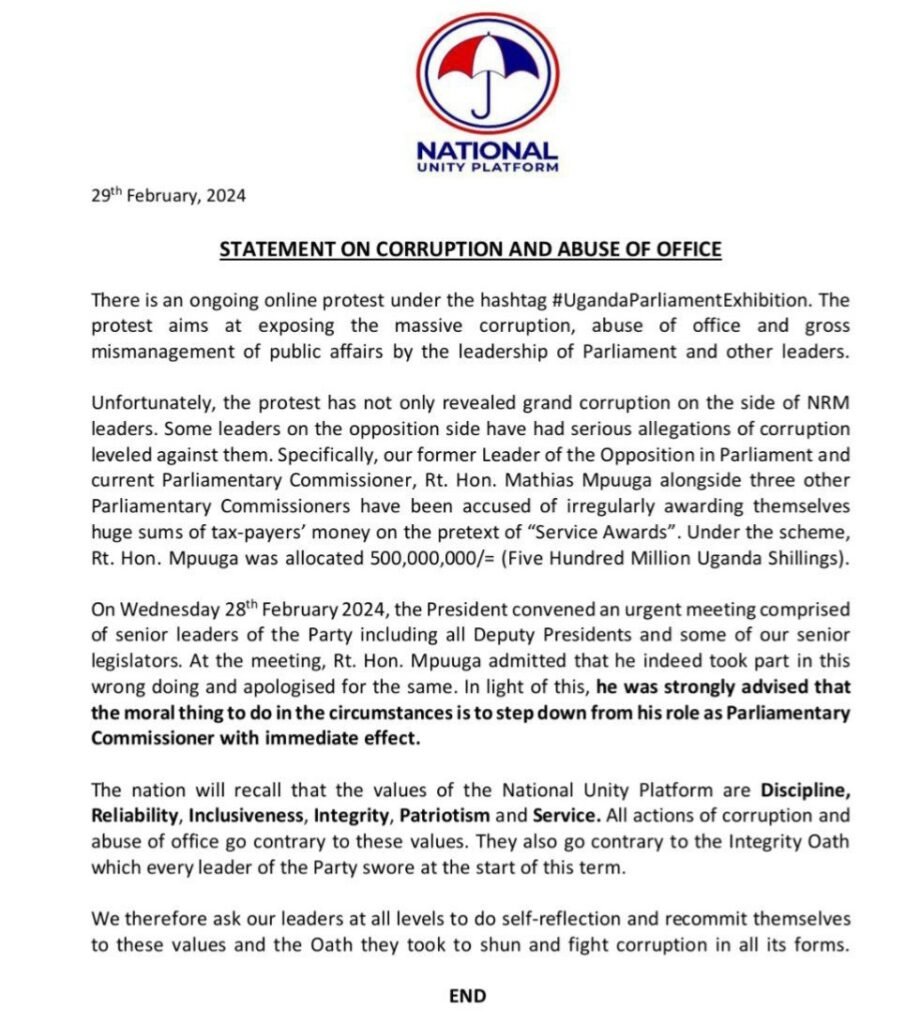 Parliament etaangazizza ku bukadde bwa shs 500 obwaweereddwa Owek ...